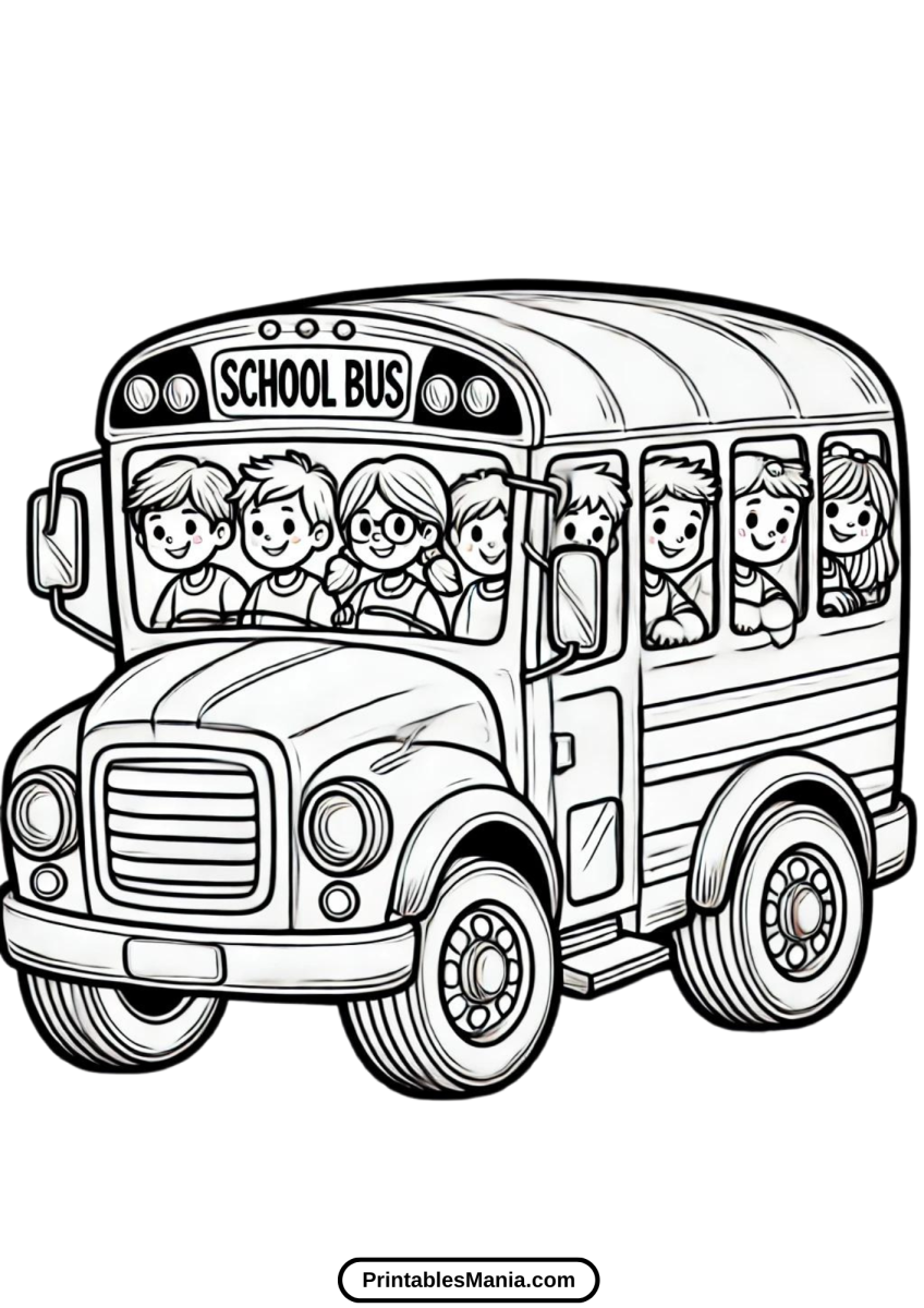 School Bus Coloring Page - Printables Mania