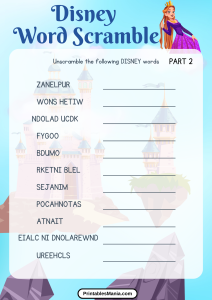 Disney Word Scramble (With Answer Key PDF) - Printables Mania