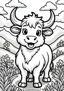 Highland Cow Coloring Page - Printables Mania