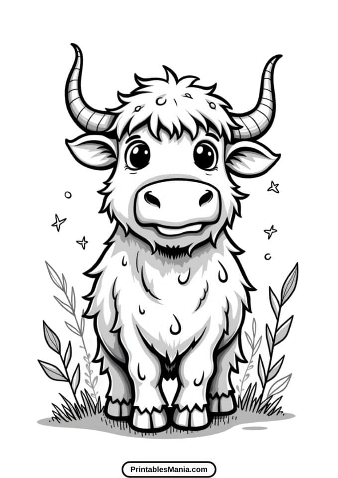 Highland Cow Coloring Page - Printables Mania