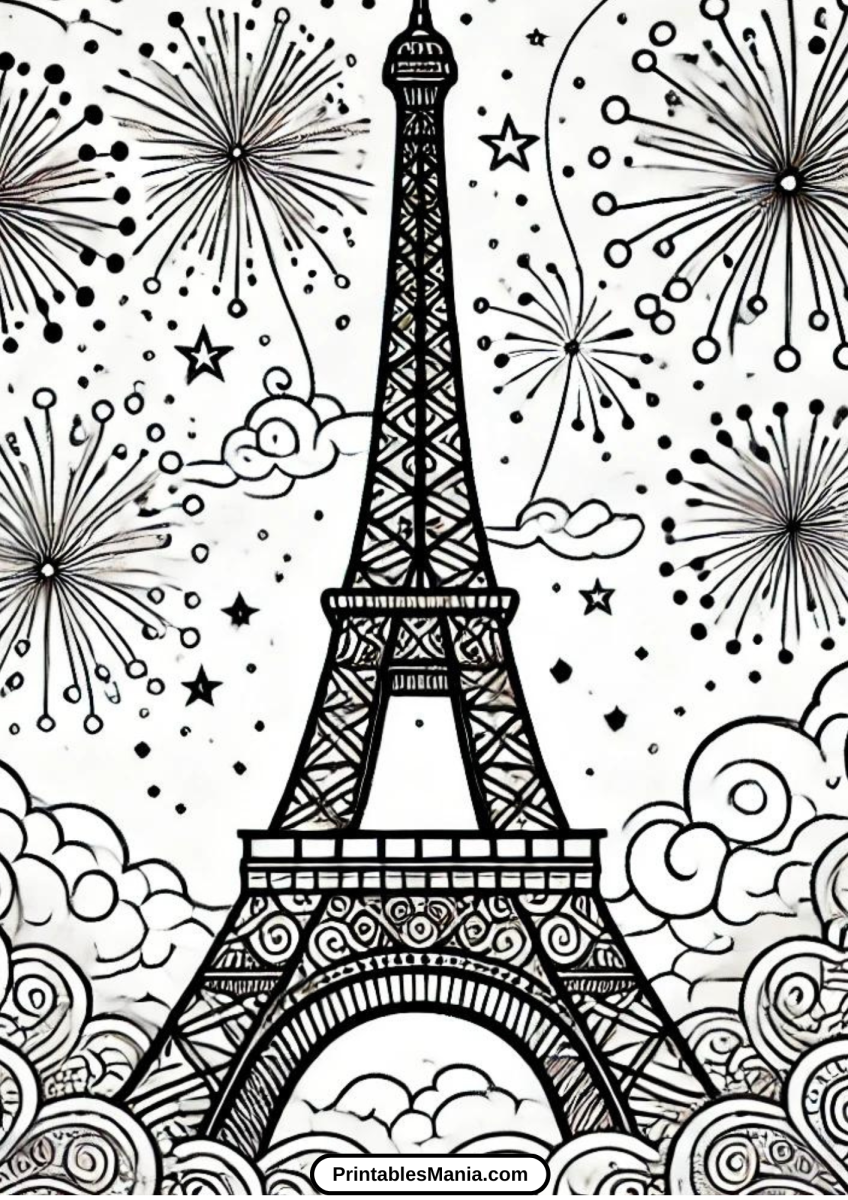 Eiffel Tower Coloring Page - Printables Mania