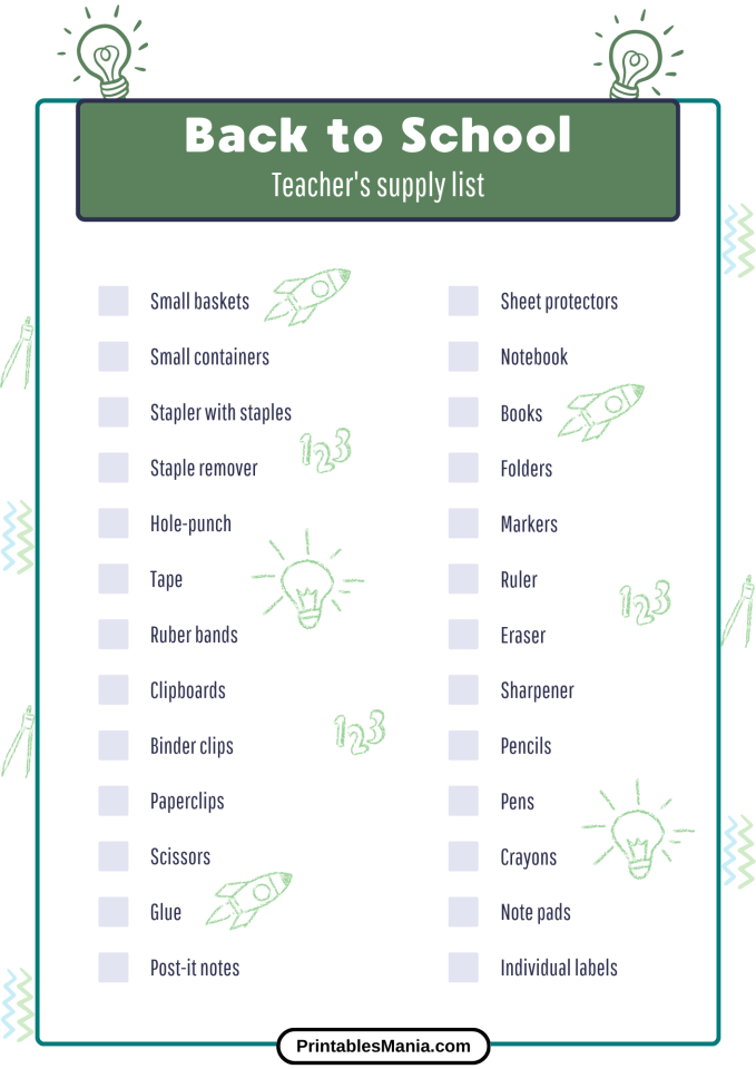 Back To School Checklist PDF - Printables Mania