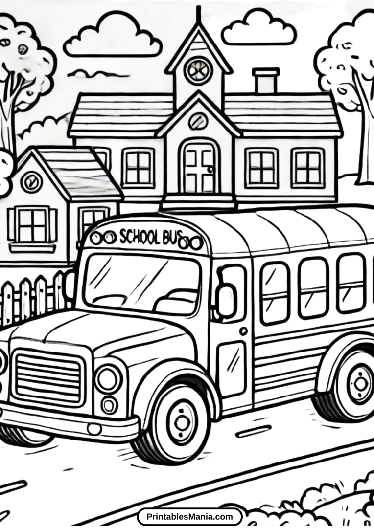 School Bus Coloring Page - Printables Mania