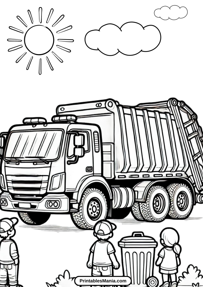 Garbage Truck Coloring Page - Printables Mania