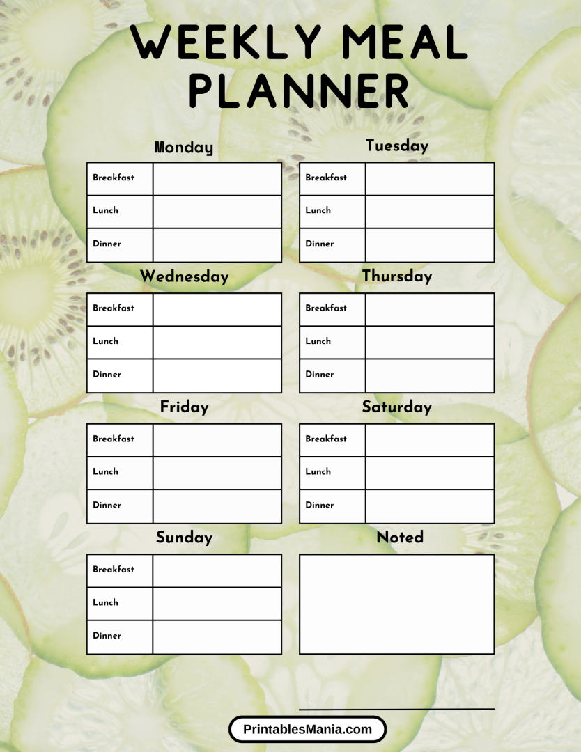 Free Printable Meal Planner PDF - Printables Mania