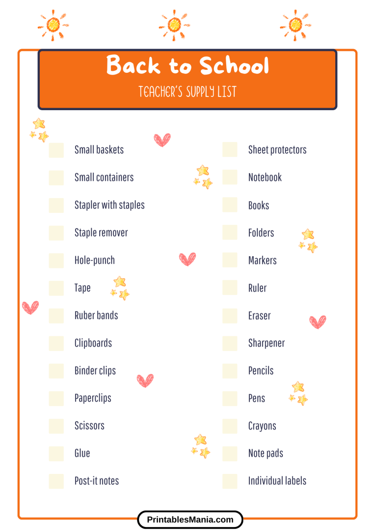 Back To School Checklist PDF - Printables Mania