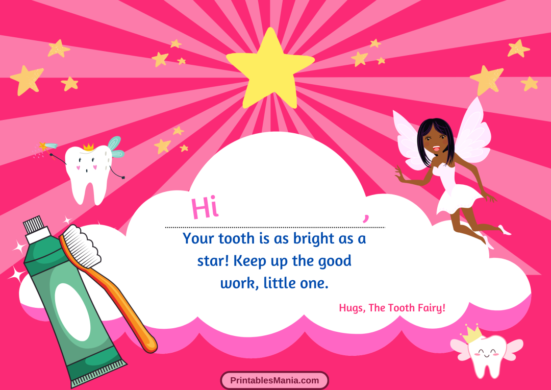 Tooth Fairy Note Printable - Printables Mania