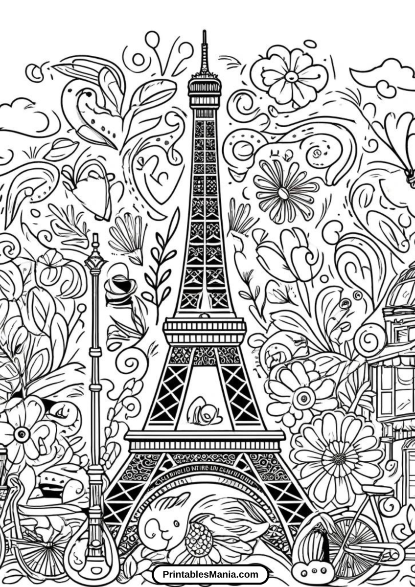 Eiffel Tower Coloring Page - Printables Mania