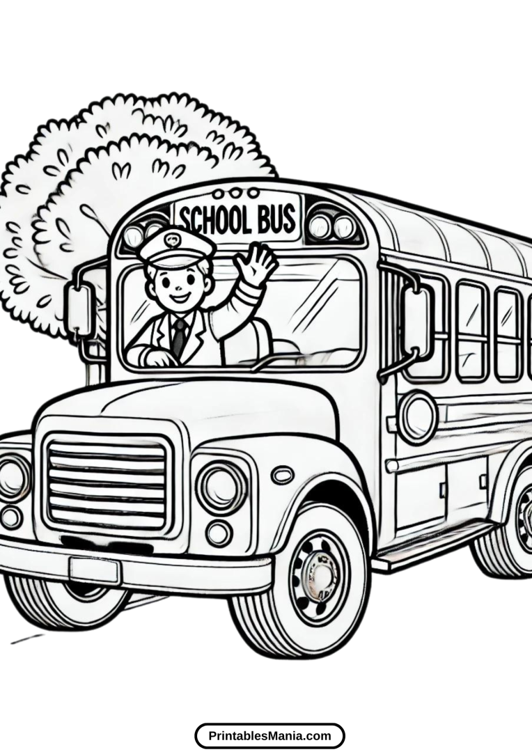 School Bus Coloring Page - Printables Mania
