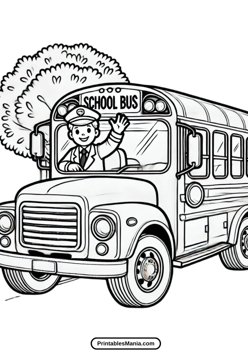 School Bus Coloring Page - Printables Mania