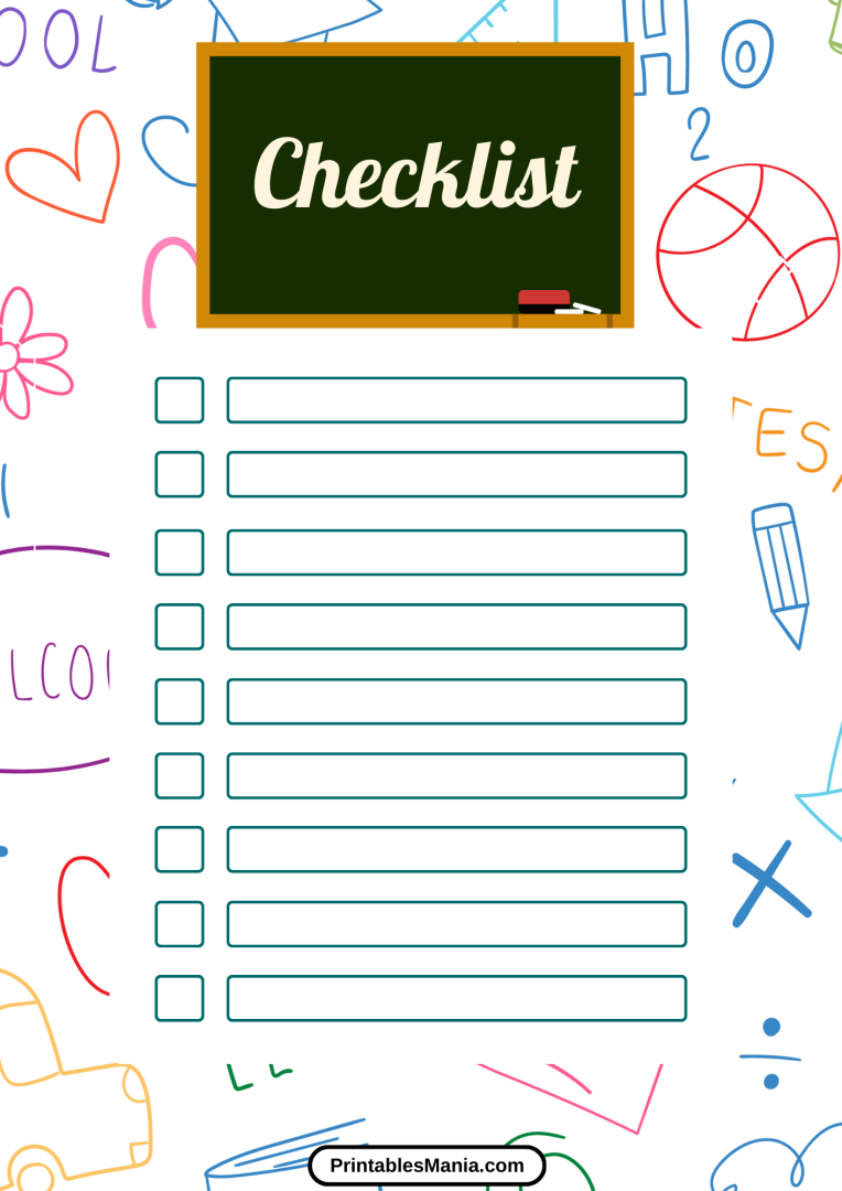 Back To School Checklist PDF - Printables Mania
