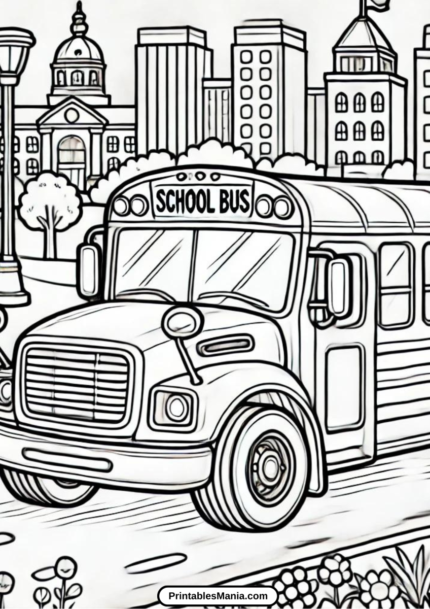 School Bus Coloring Page - Printables Mania