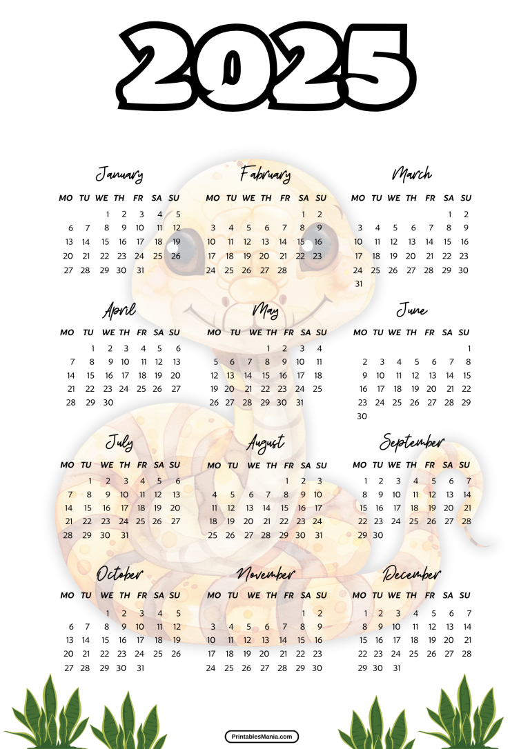 2025 Printable Calendar One Page - Printables Mania