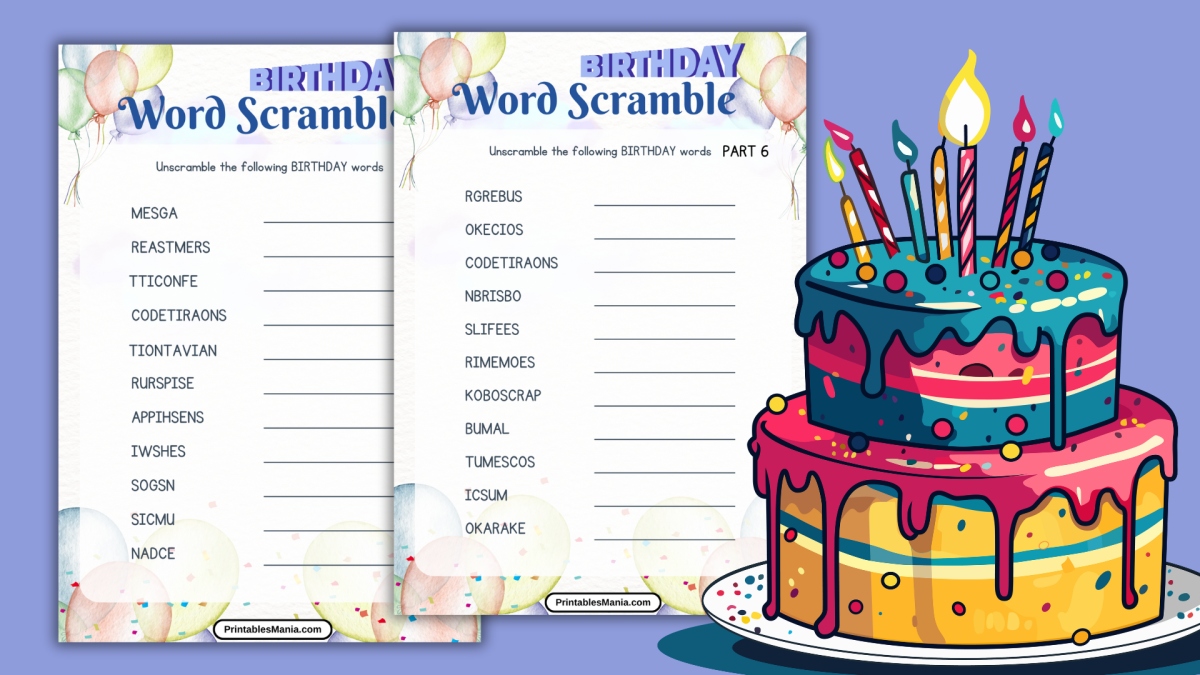 Birthday Word Scramble - Printables Mania