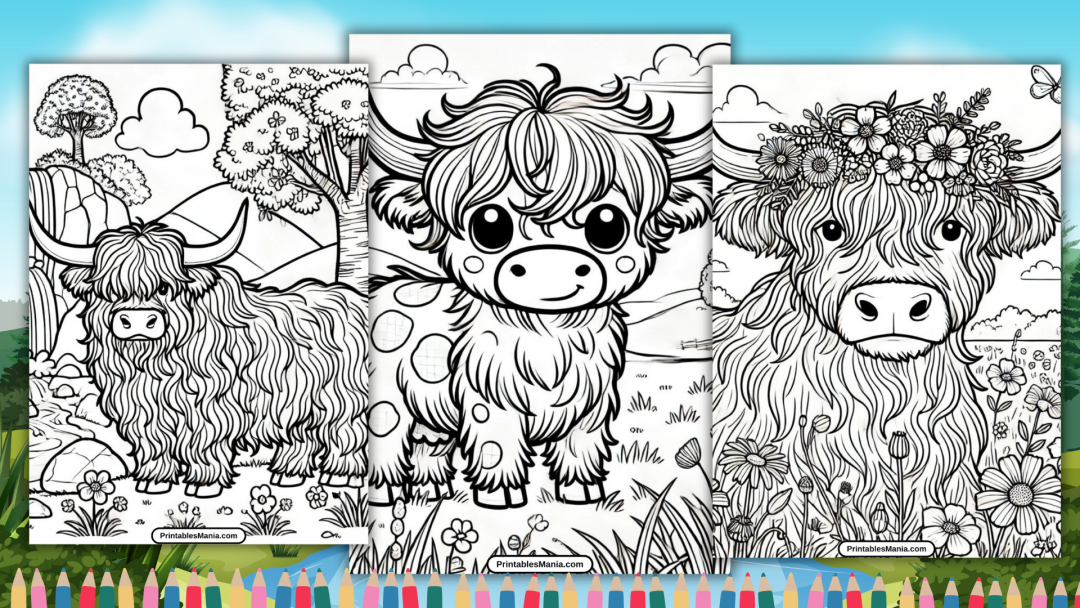 Highland Cow Coloring Page - Printables Mania