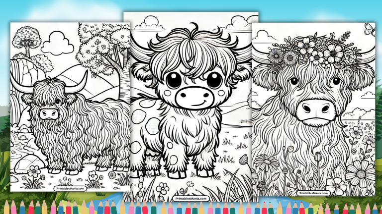 Highland Cow Coloring Page - Printables Mania