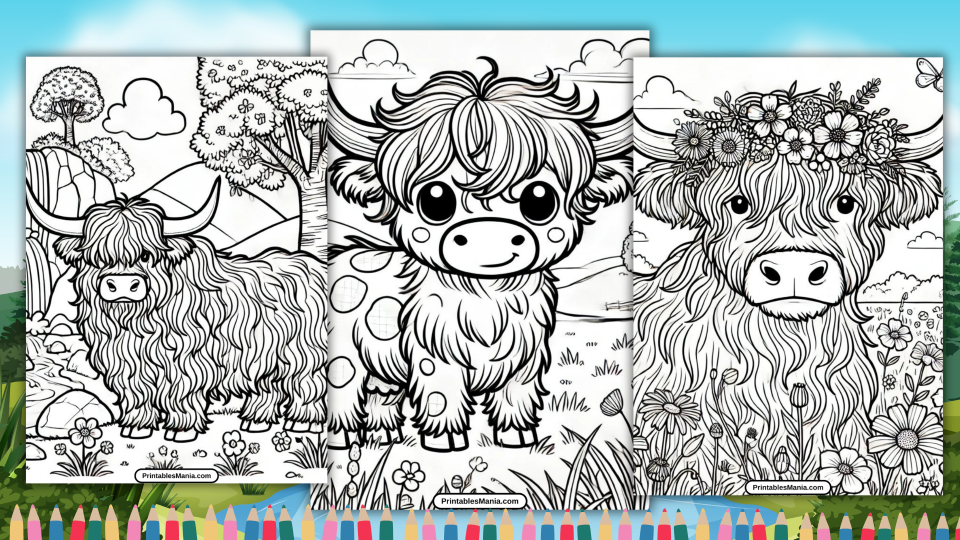 Highland Cow Coloring Page - Printables Mania