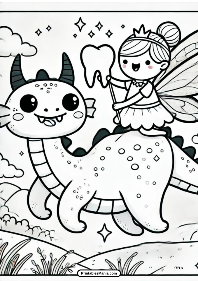 Tooth Fairy Coloring Page - Printables Mania