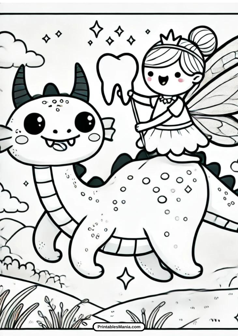 Tooth Fairy Coloring Page - Printables Mania