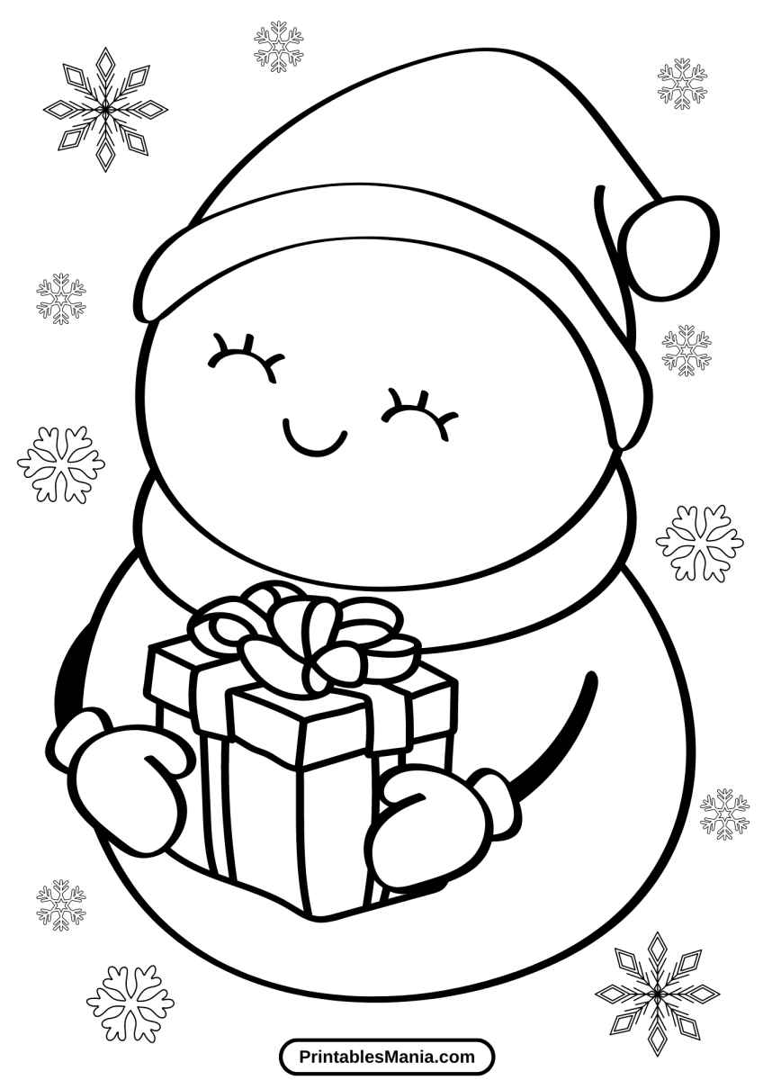 Snowman Coloring Page - Printables Mania