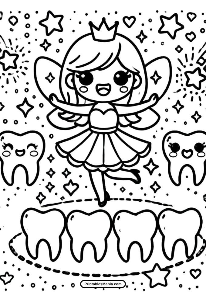 Tooth Fairy Coloring Page - Printables Mania