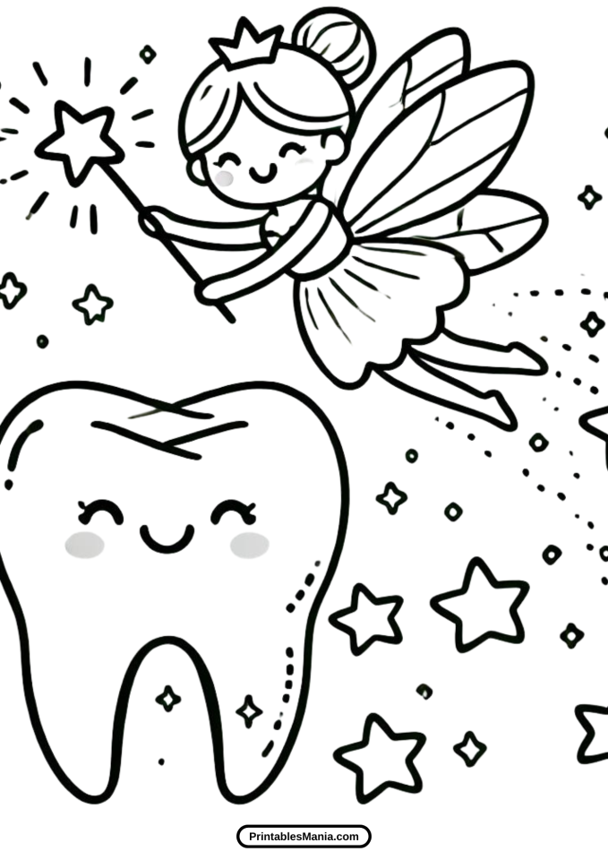 Tooth Fairy Coloring Page - Printables Mania