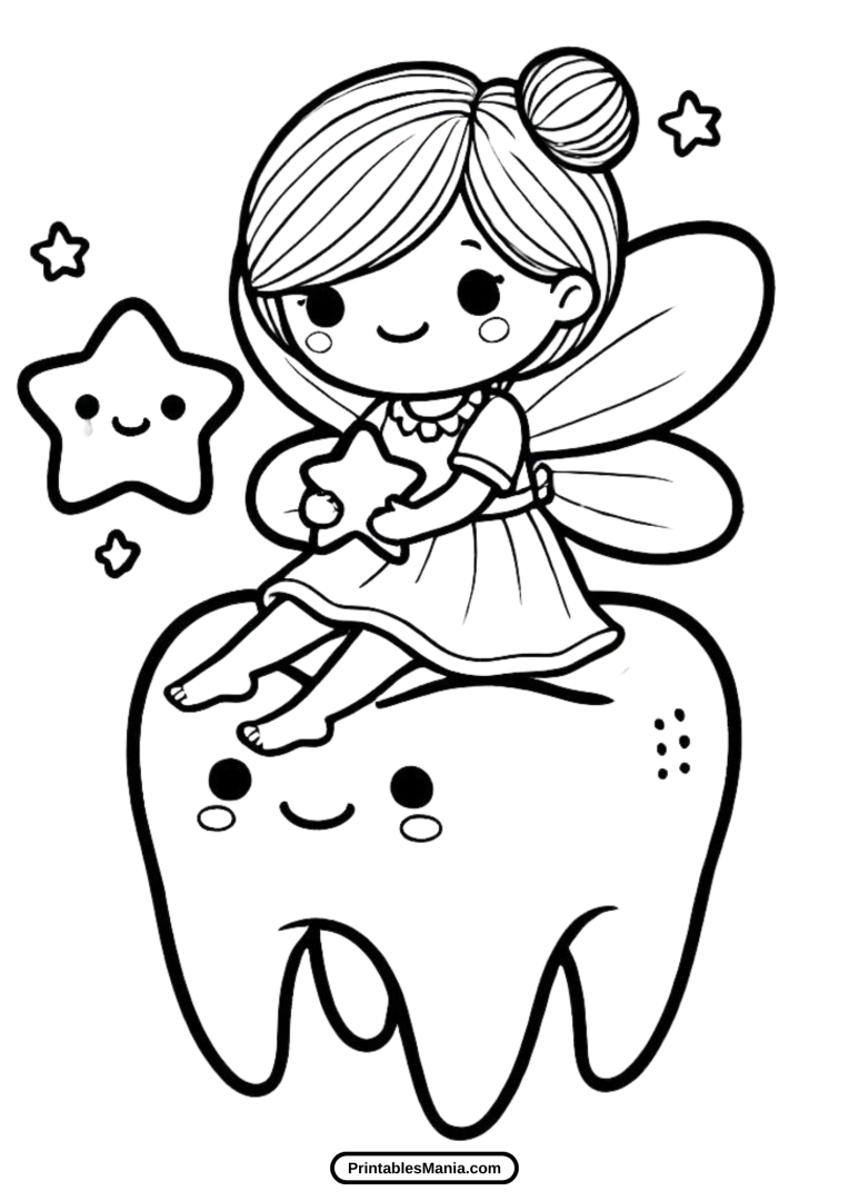 Tooth Fairy Coloring Page - Printables Mania