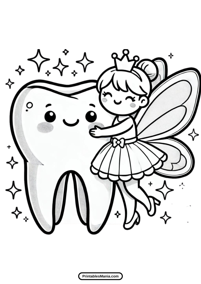Tooth Fairy Coloring Page - Printables Mania