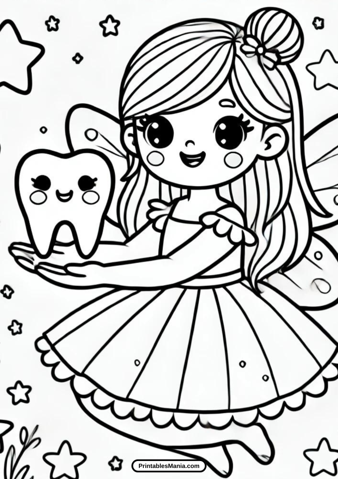 Tooth Fairy Coloring Page - Printables Mania