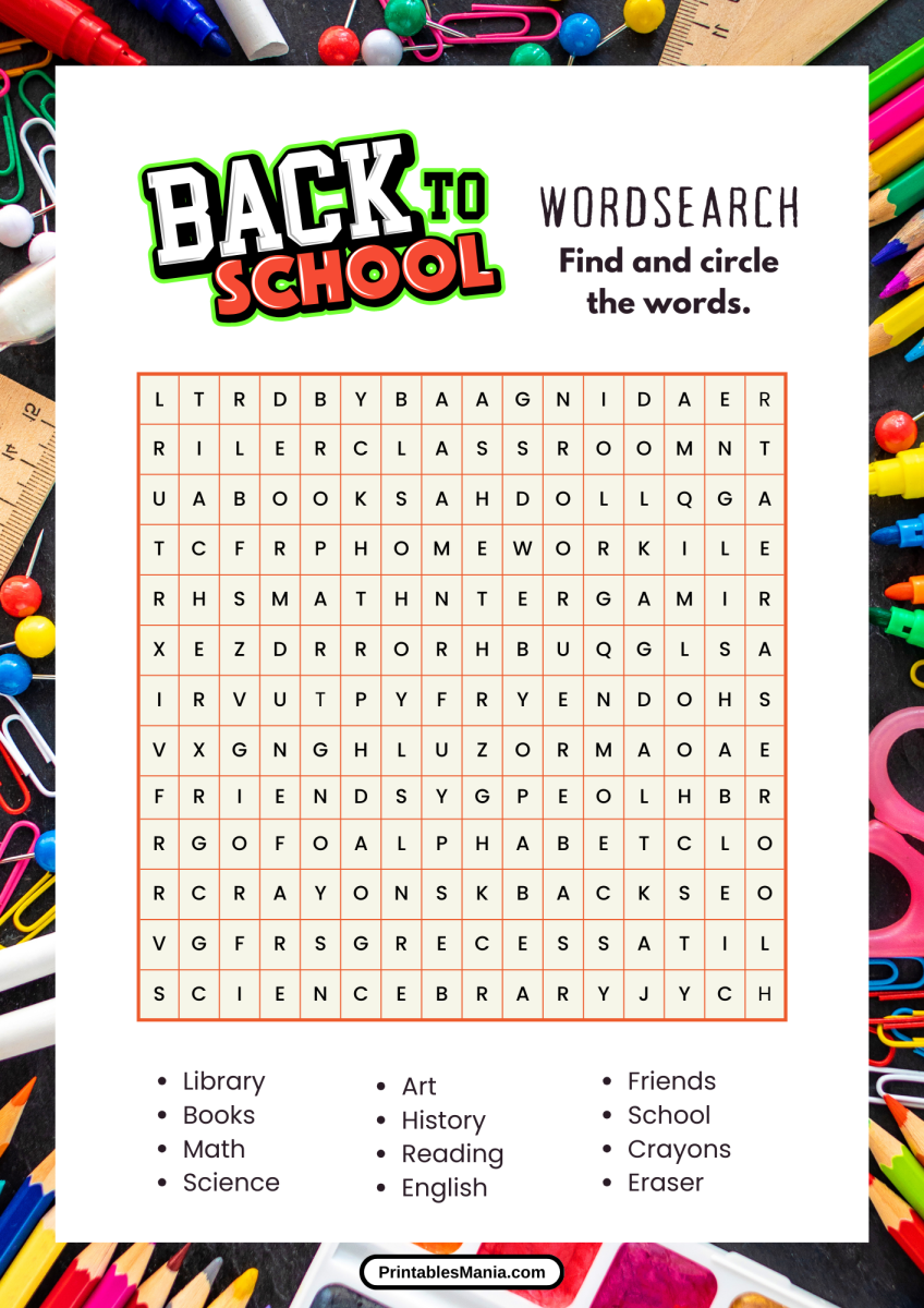Back To School Word Search PDF - Printables Mania