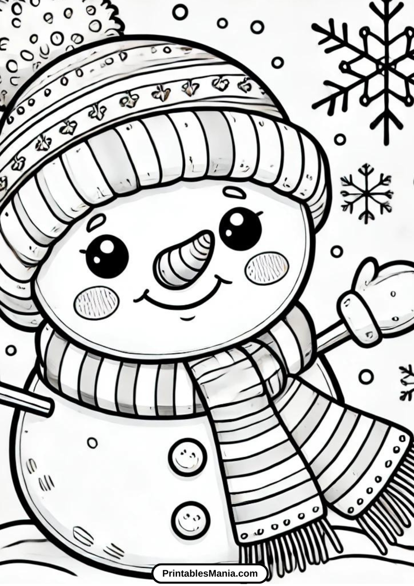 Snowman Coloring Page - Printables Mania