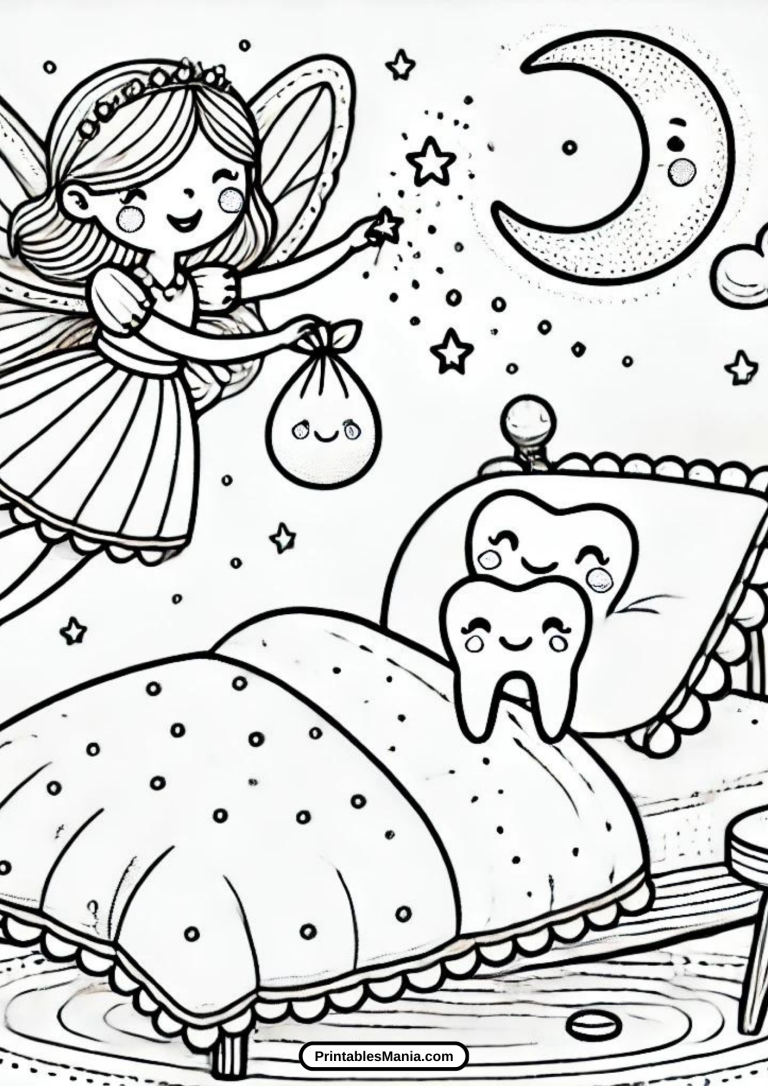 Tooth Fairy Coloring Page - Printables Mania