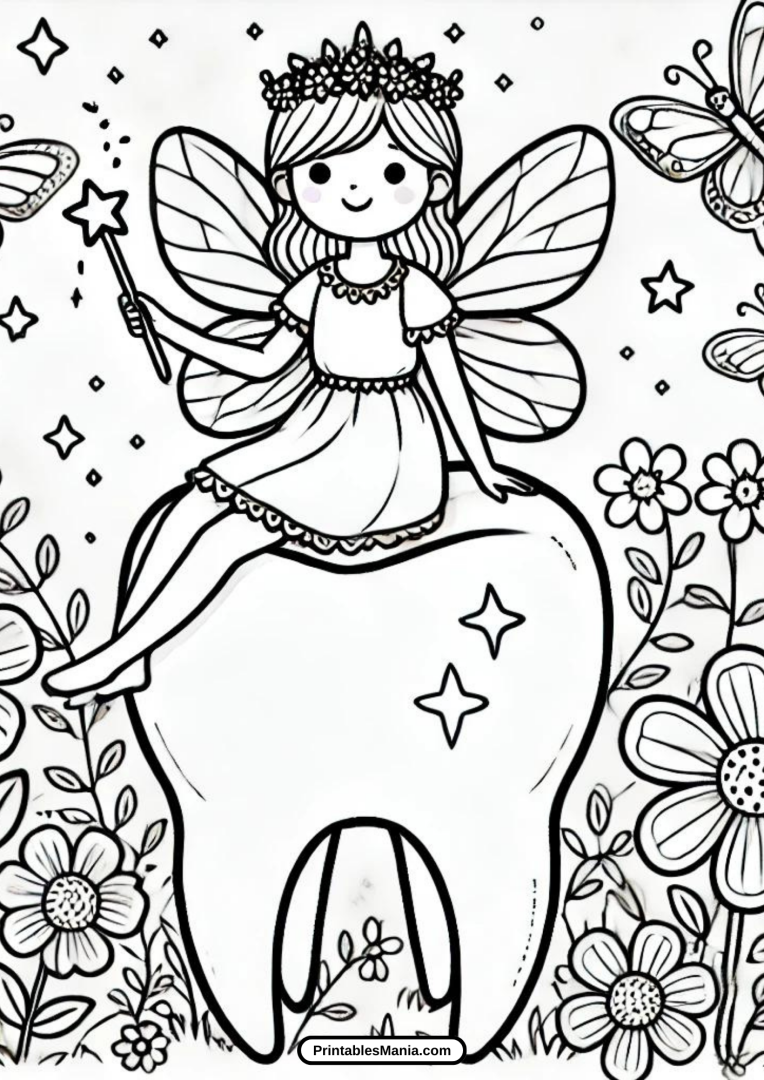 Tooth Fairy Coloring Page - Printables Mania