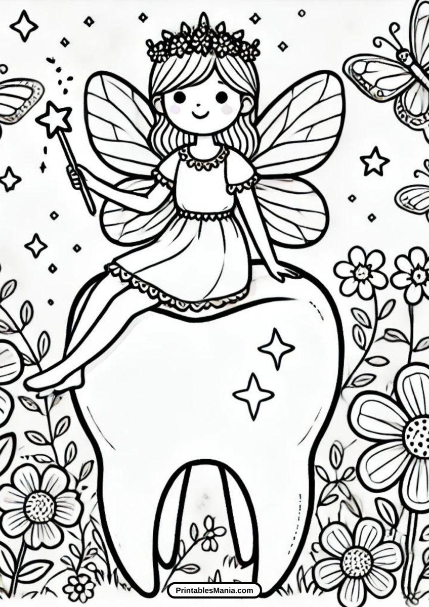 Tooth Fairy Coloring Page - Printables Mania