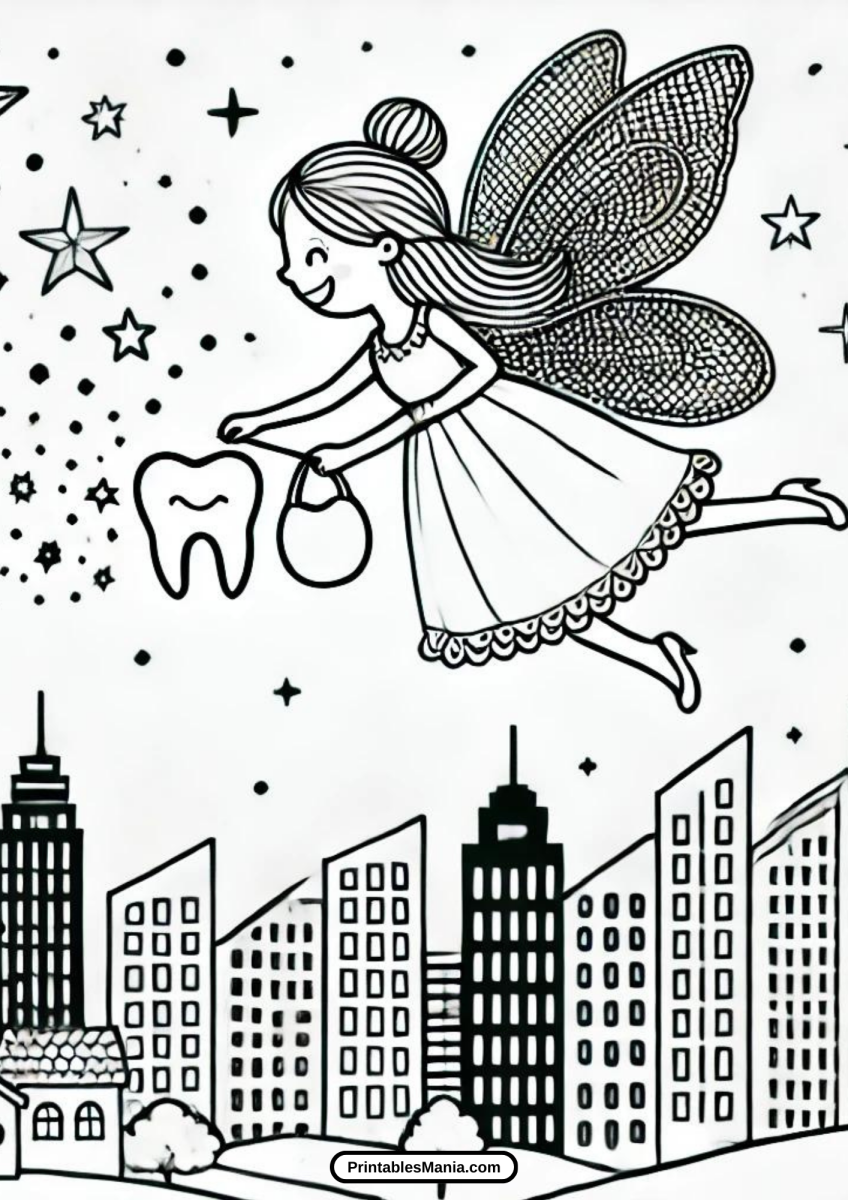 Tooth Fairy Coloring Page - Printables Mania