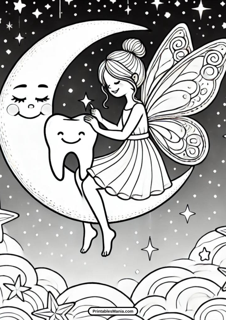 Tooth Fairy Coloring Page - Printables Mania