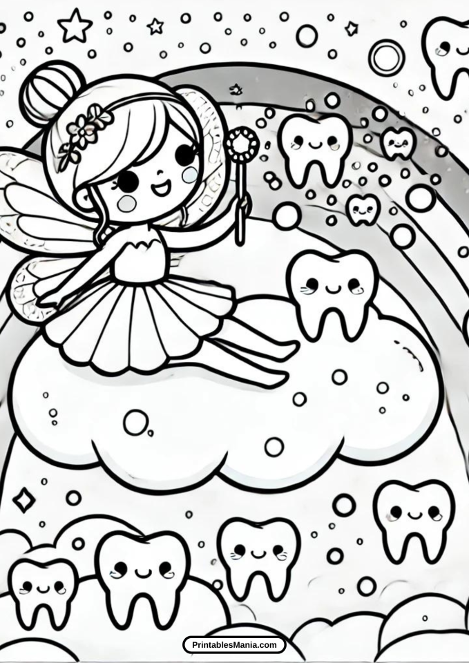 Tooth Fairy Coloring Page - Printables Mania
