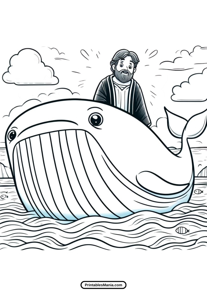 Jonah And The Whale Coloring Page - Printables Mania