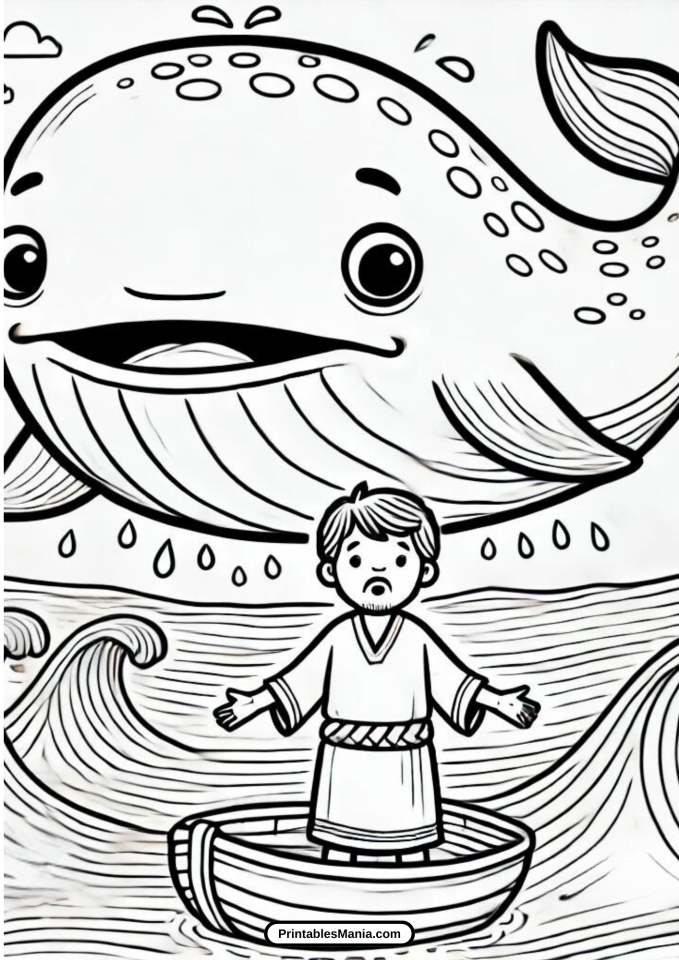 Jonah And The Whale Coloring Page - Printables Mania
