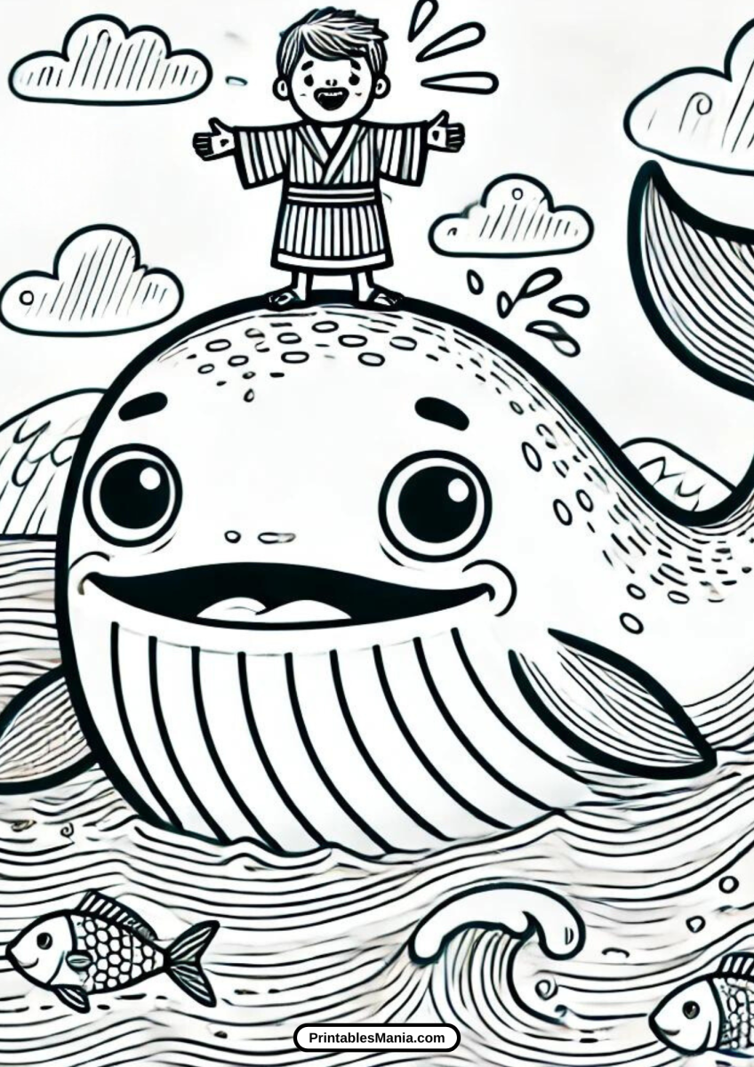 Jonah And The Whale Coloring Page - Printables Mania
