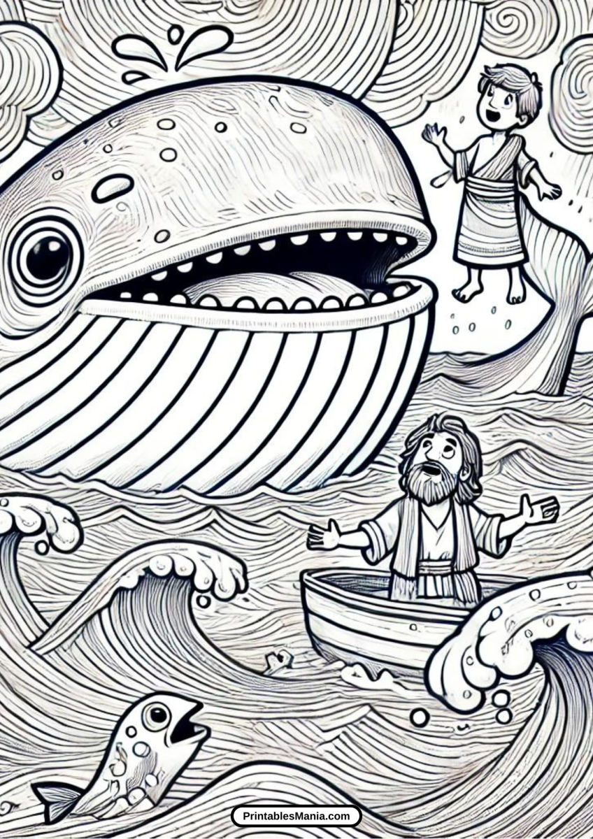 Jonah And The Whale Coloring Page - Printables Mania