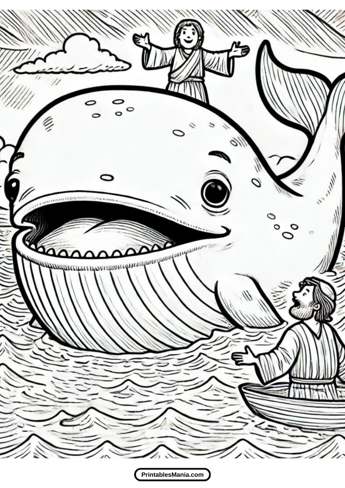 Jonah And The Whale Coloring Page - Printables Mania