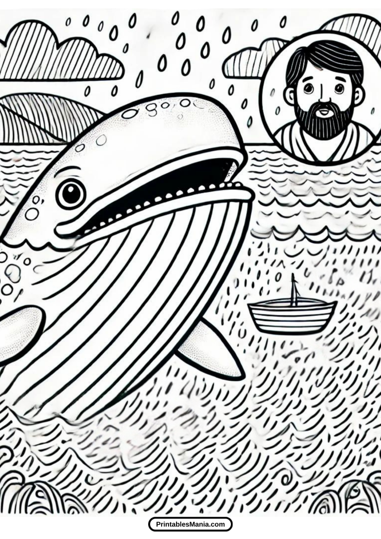 Jonah And The Whale Coloring Page - Printables Mania