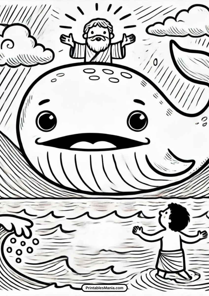 Jonah And The Whale Coloring Page - Printables Mania