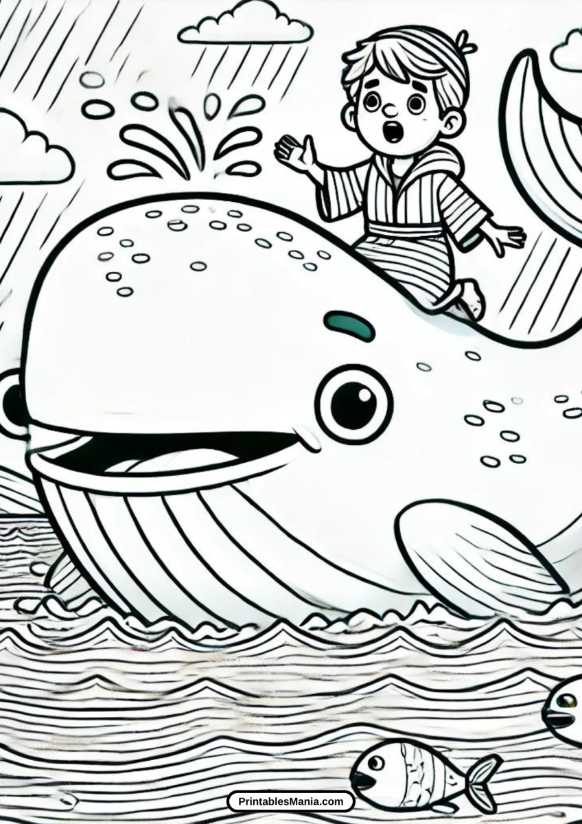 Jonah And The Whale Coloring Page - Printables Mania