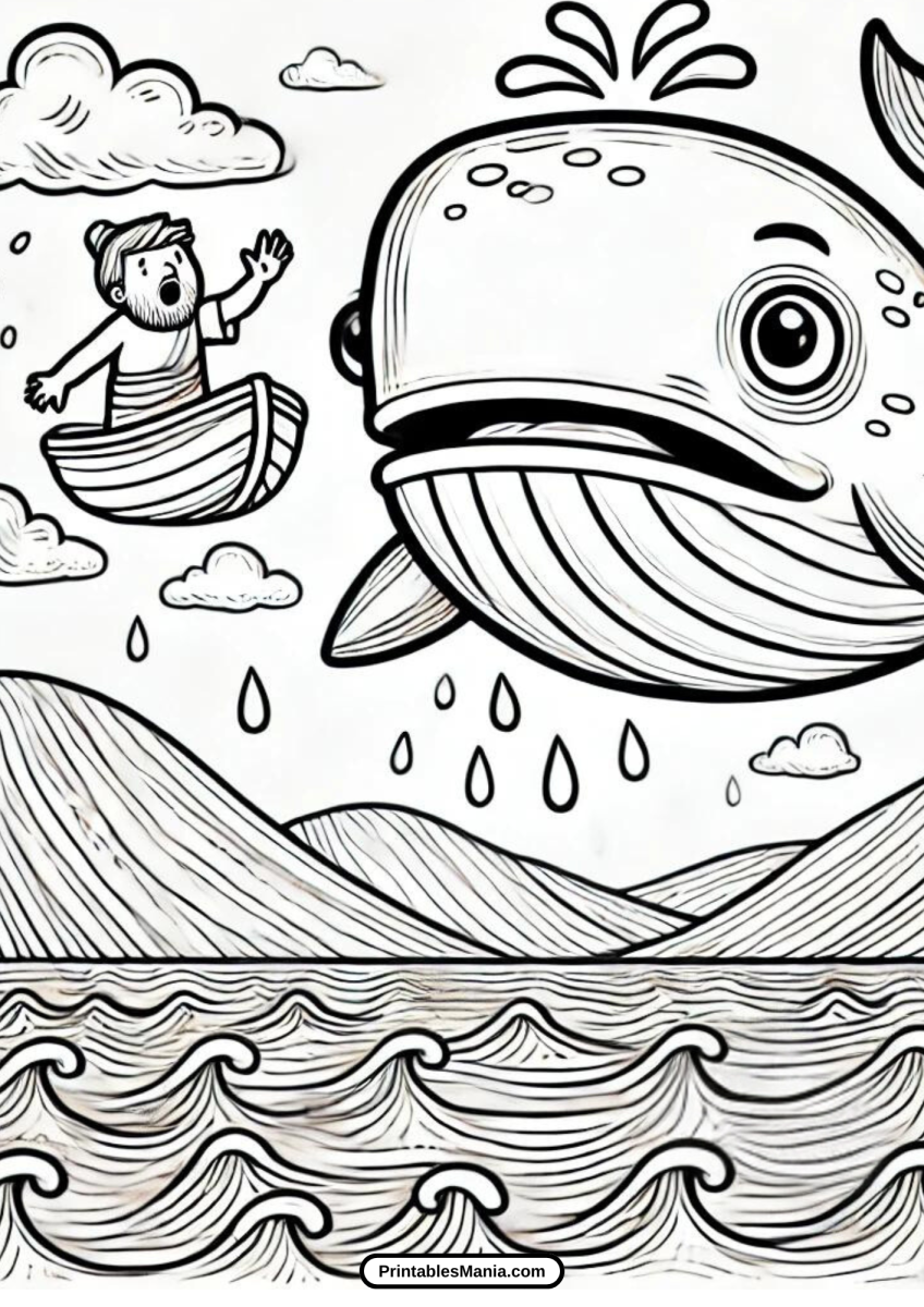 Jonah And The Whale Coloring Page - Printables Mania