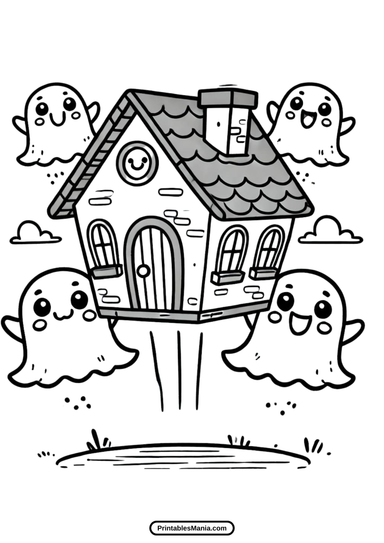 Haunted House Coloring Page - Printables Mania