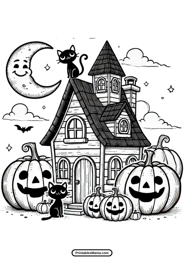 Haunted House Coloring Page - Printables Mania