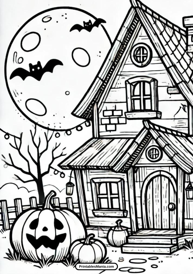 Haunted House Coloring Page - Printables Mania
