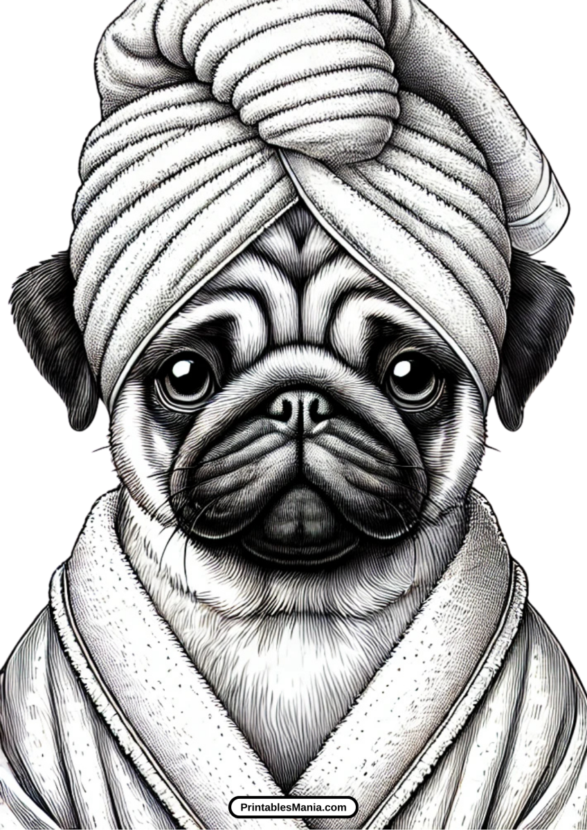 Pug Coloring Page PDF - Printables Mania